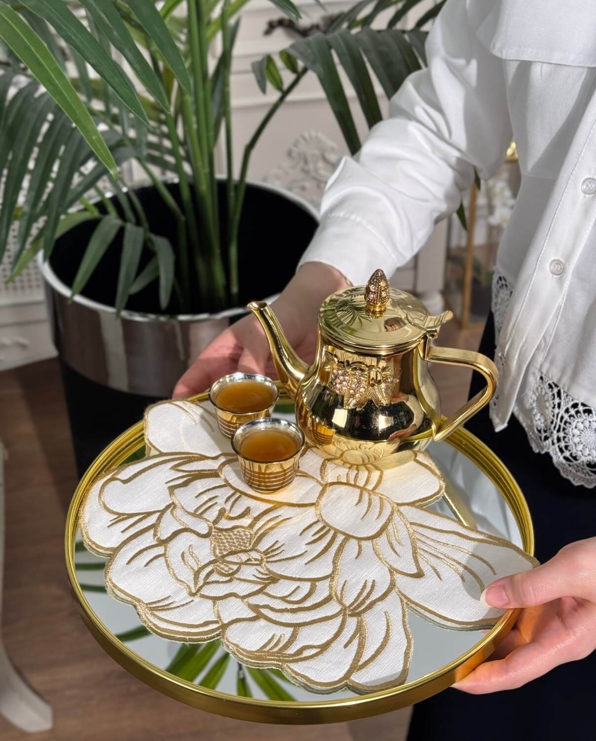 Linen Embroidered Tray Covers Add A Chic Touch to Your Trays